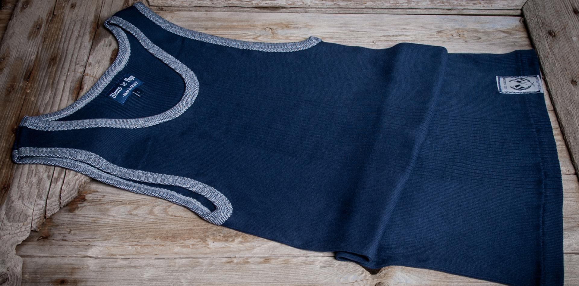 Marcel - Bicolore Bleu - 100 % Coton - Fleurs de bagne